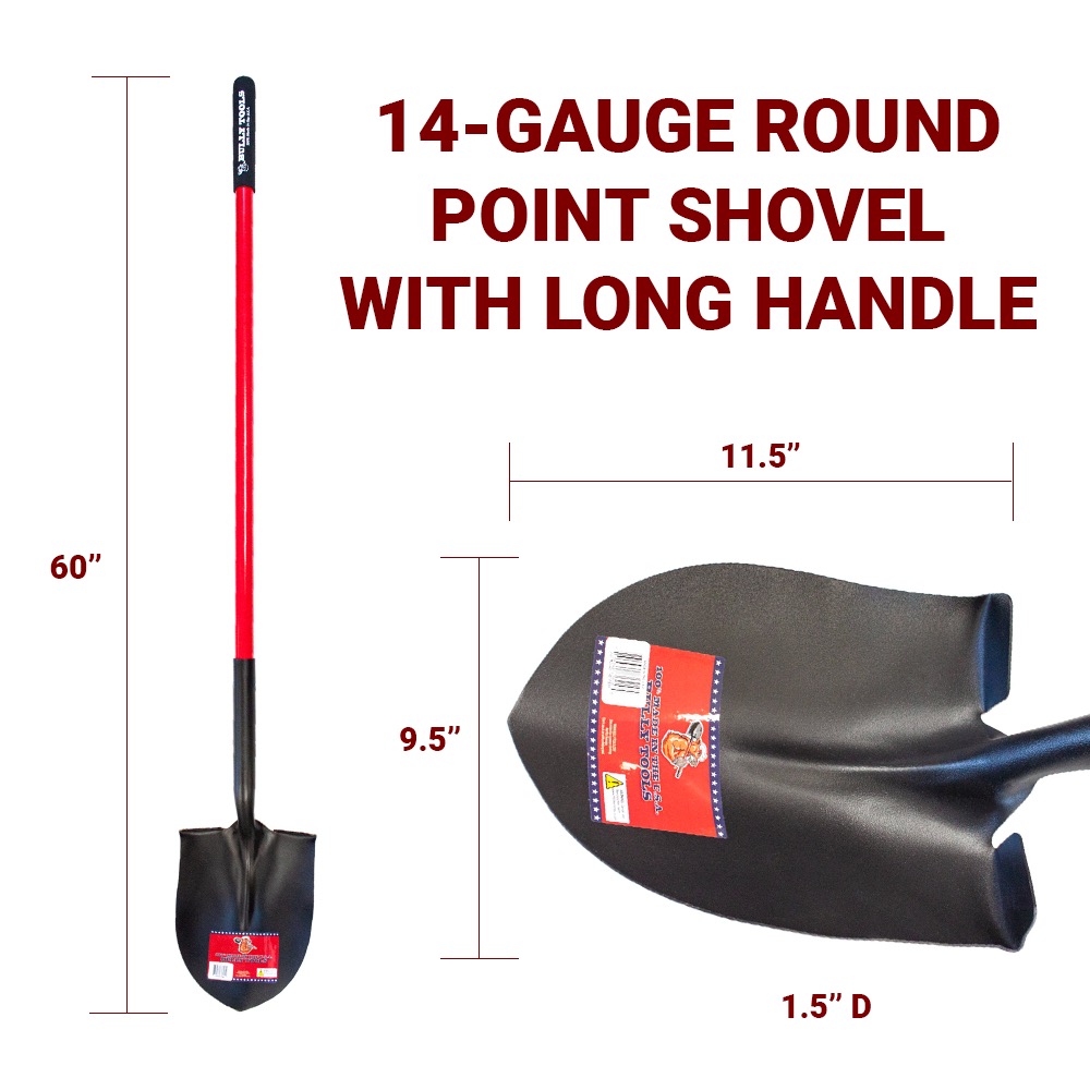 14-Gauge Round Point Shovel (Fiberglass, Hardwood) - Bully Tools, Inc.