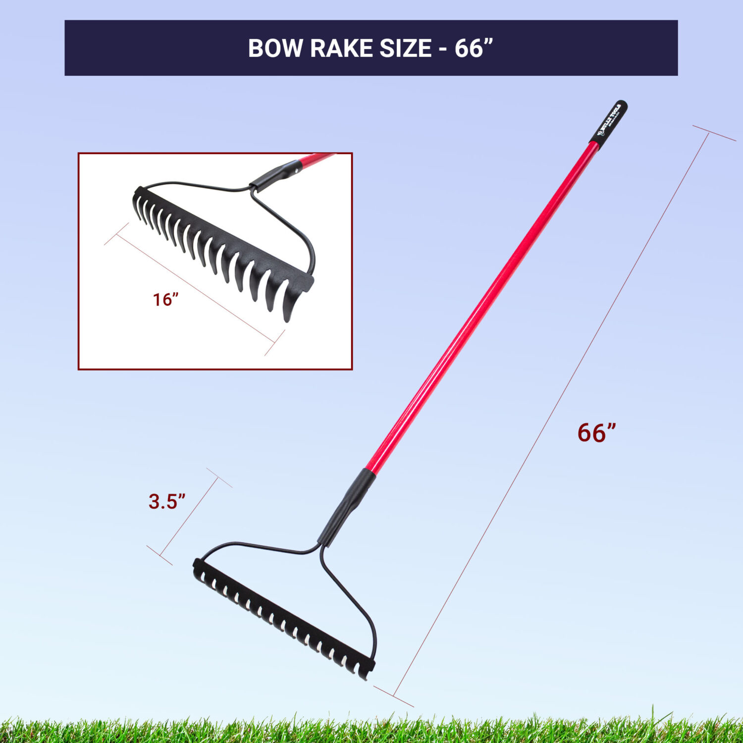 16" Bow Rake with Fiberglass Handle - Bully Tools, Inc.