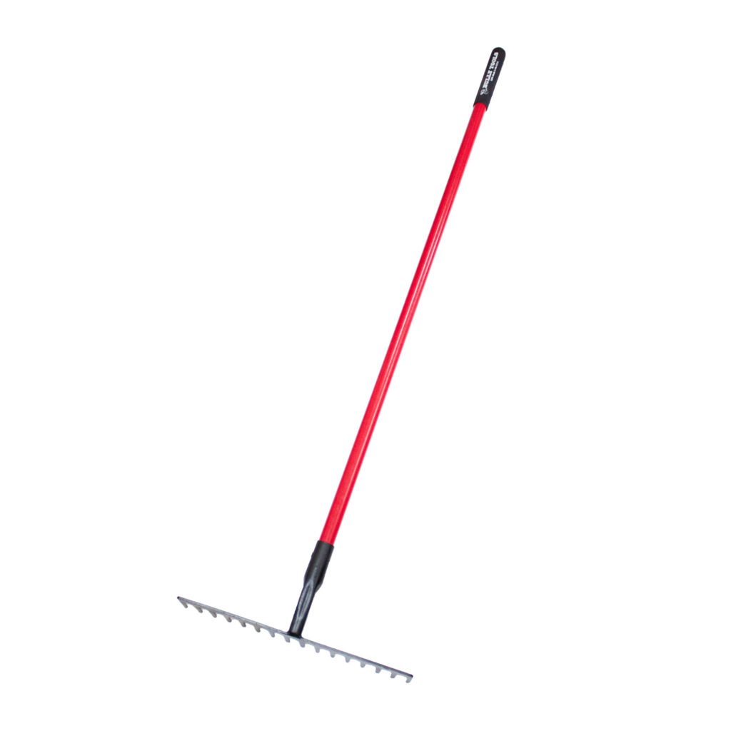 18" Stone Rake with Long Fiberglass Handle - Bully Tools, Inc.