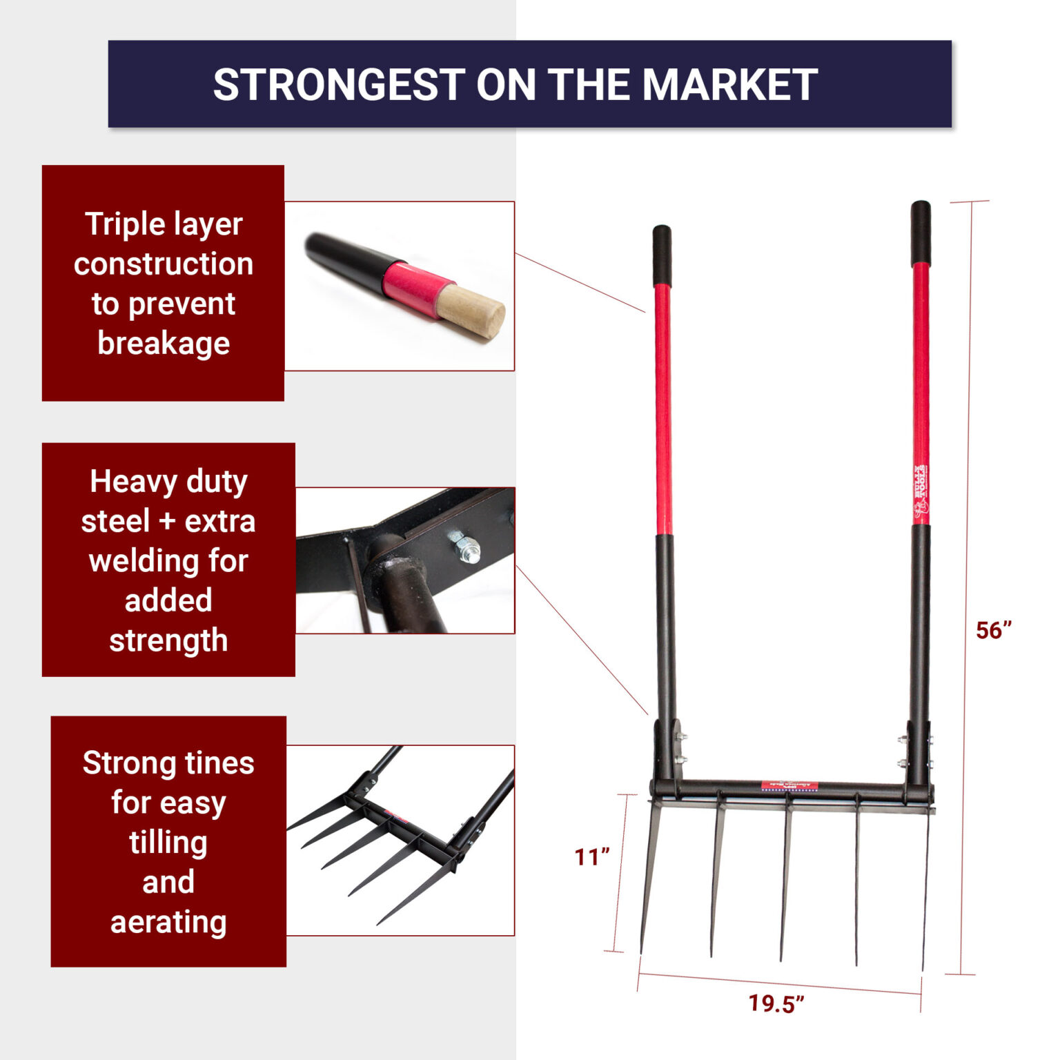 Broadfork with Fiberglass Handles - Bully Tools, Inc.