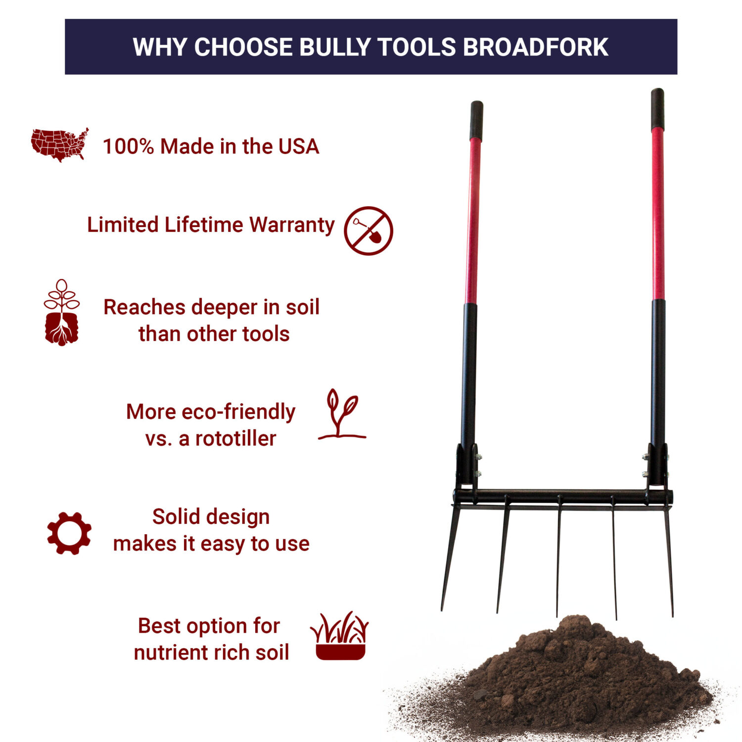 Broadfork with Fiberglass Handles - Bully Tools, Inc.
